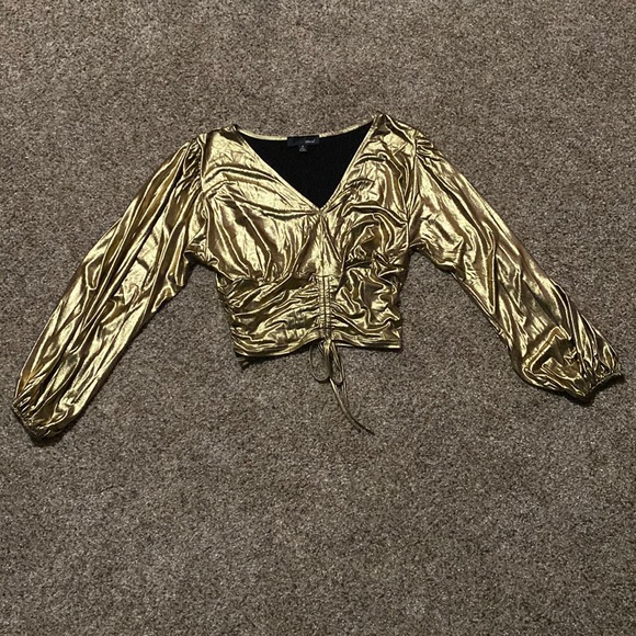 SHEIN | Tops | New Gold Long Sleeve Crop Top | Poshmark